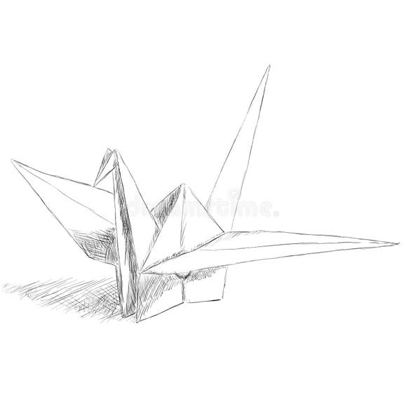 Origami Crane Drawing Stock Illustrations – 663 Origami Crane Drawing ...