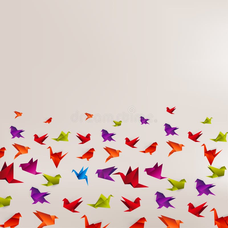 Origami Paper Bird on Abstract Background Stock Illustration ...