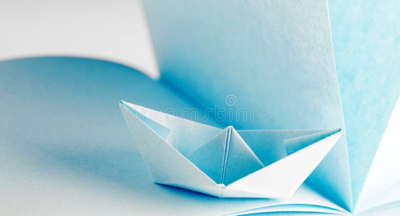 Origami, Paper Boat on Sheet, Close Up Stock Image - Image of objects ...
