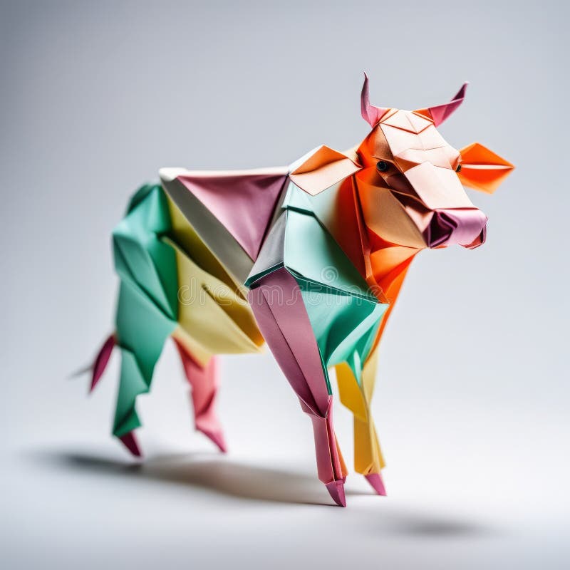 Origami Paper Bull Made of with Stock Illustration - Illustration of ...