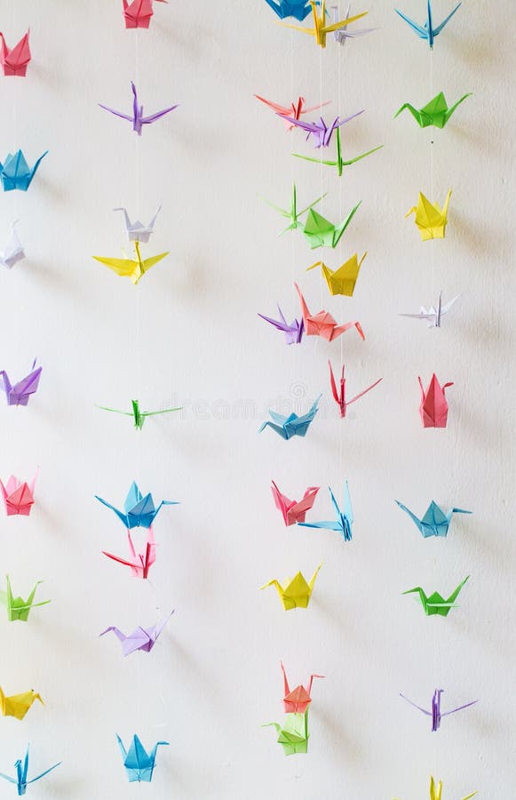 Origami paper cranes stock image. Image of crane, blue - 65338367
