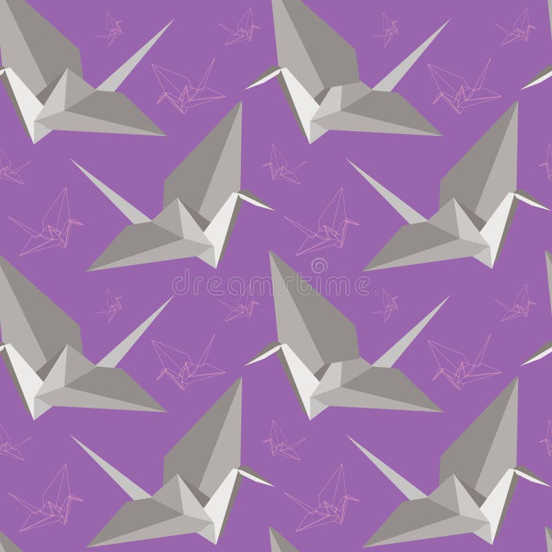 Origami Paper Cranes. Seamless Pattern Stock Vector - Illustration of ...