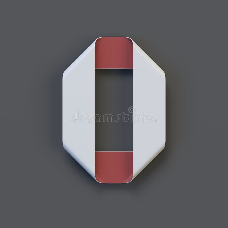 Origami Paper Font, Folded Ribbon Font 3d Rendering, Number 0 Stock ...