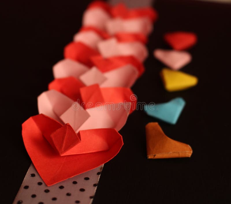 Origami paper hearts stock image. Image of blooming, color - 38526473