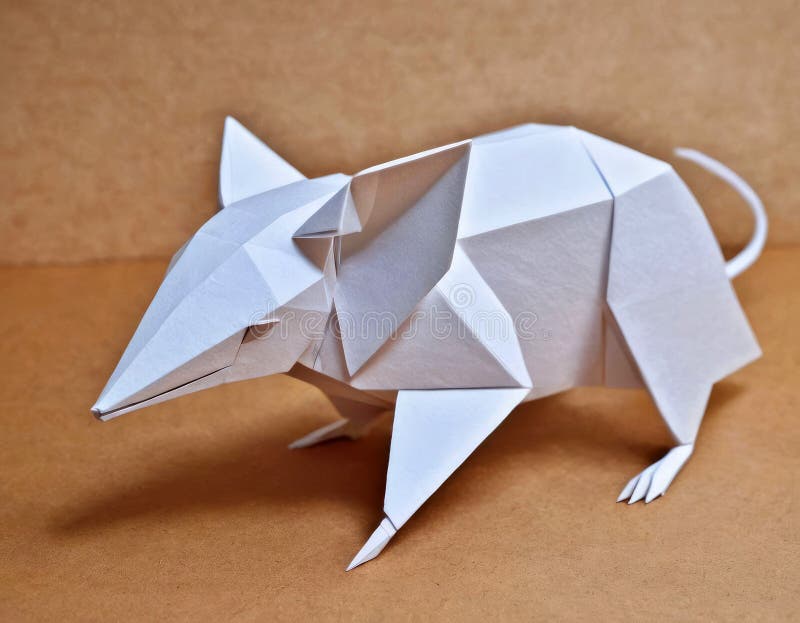Origami Paper Mouse. Three-dimensional Figurine Stock Illustration ...