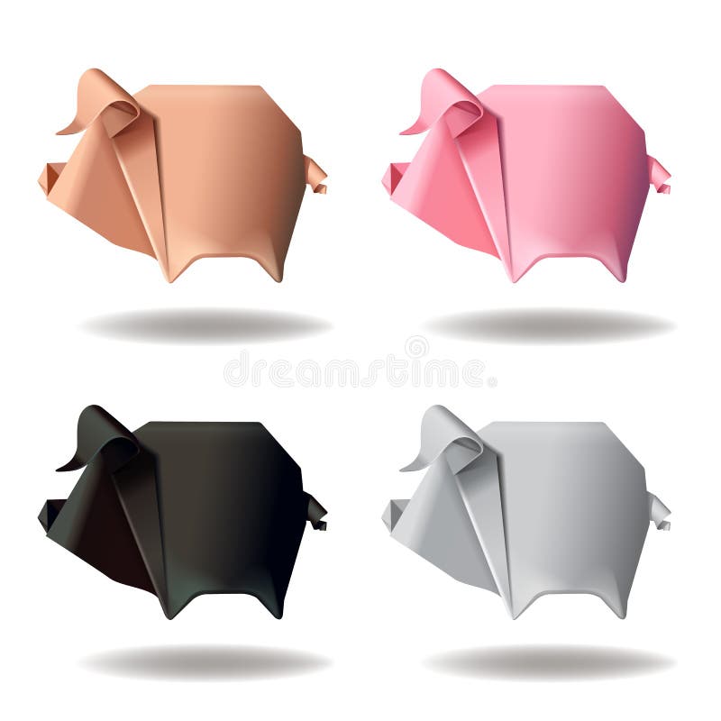 Origami Paper Pig Group Set Decor Stock Vector - Illustration of nature ...