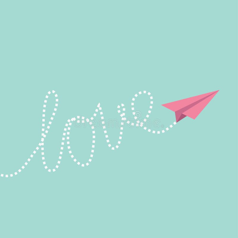 Origami Paper Plane in the Sky. Love Card Stock Vector - Illustration ...
