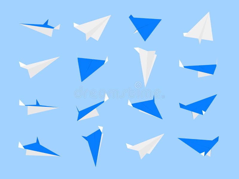 Origami Paper Planes Collection with Different Views and Angles Stock ...