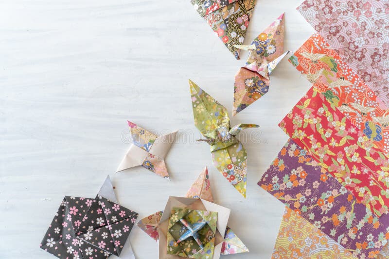 Origami Paper and Shapes on Table Stock Photo - Image of beautiful ...