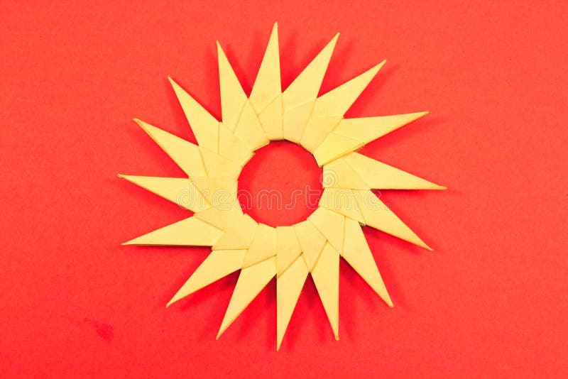 Origami yellow paper sun stock image. Image of summer - 32505319