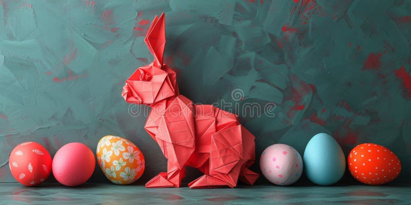 Origami Rabbit with Colorful Eggs Stock Image - Image of holiday, hobby ...