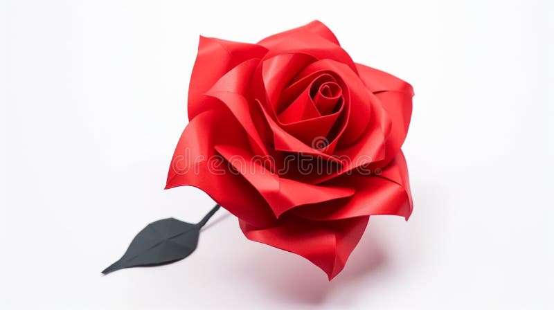 Origami Red Rose for Valentine S Day. Stock Illustration - Illustration ...