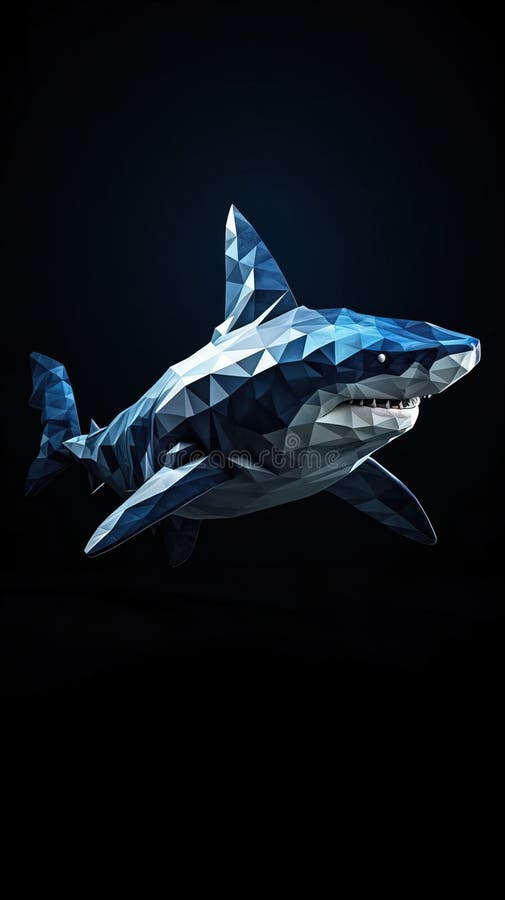 Origami Shark on Dark Background. Generative AI Stock Illustration ...