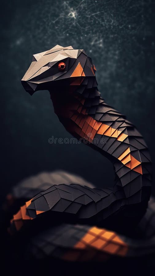 Origami Snake on Dark Background AI Generated Stock Illustration ...