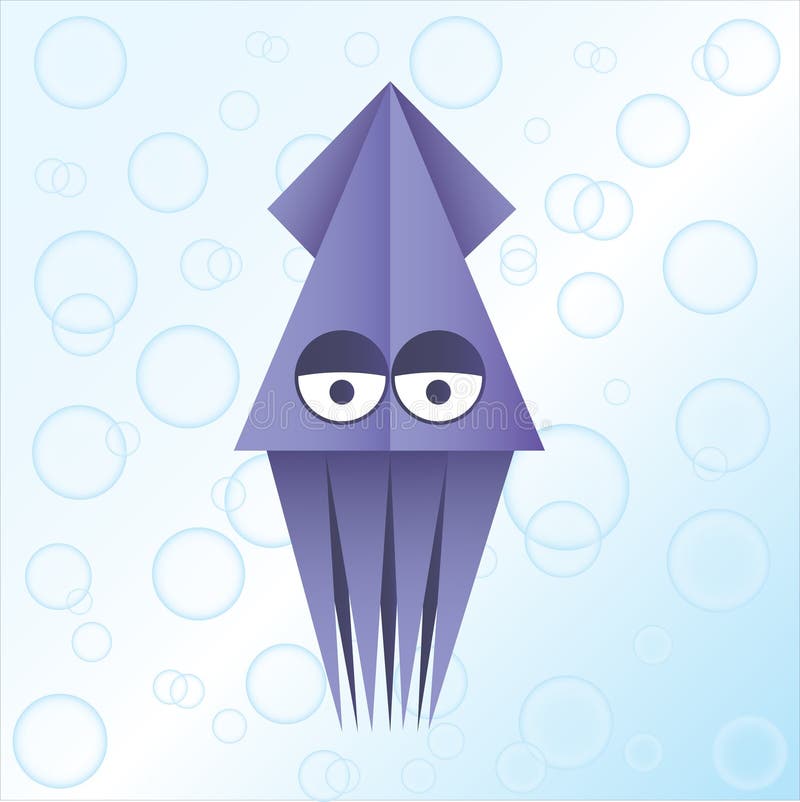 Origami squid stock illustration. Illustration of colorful - 93574899