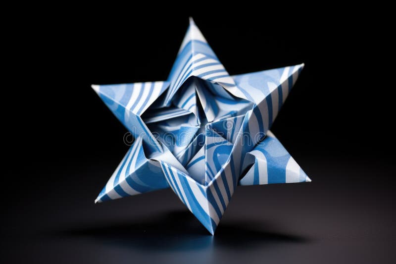 Origami Star of David in Blue and Silver Paper Stock Image - Image of ...
