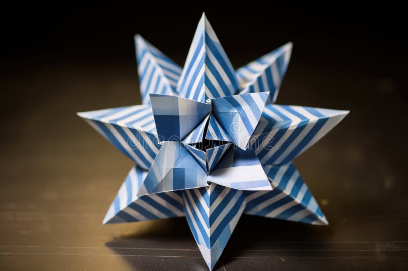 Origami Star of David in Blue and Silver Paper Stock Illustration ...