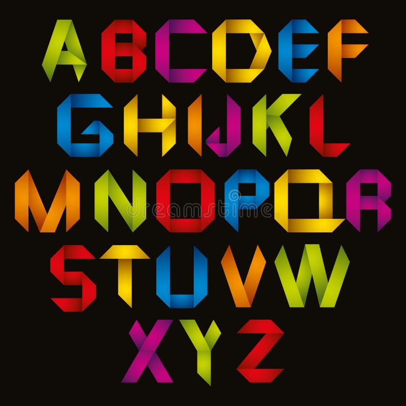 Origami style alphabet. stock vector. Illustration of colorful - 47867599