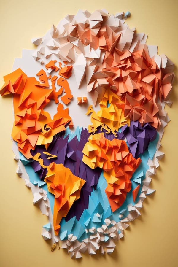 Origami-style Folded Paper World Map Stock Illustration - Illustration of globe, folded: 283320737