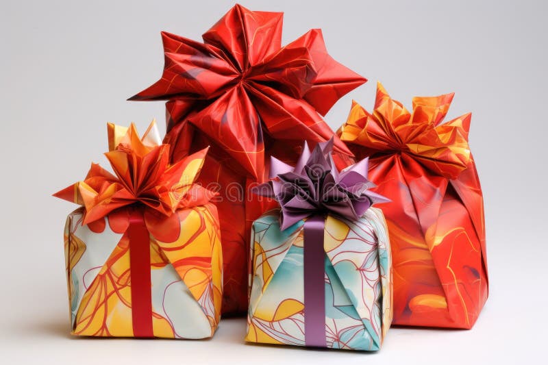 Origami-style Gift Wrap with Folded Paper Stock Illustration ...