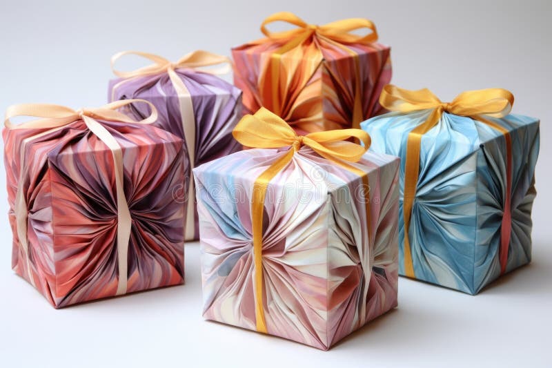 Origami-style Gift Wrap with Folded Paper Stock Illustration ...