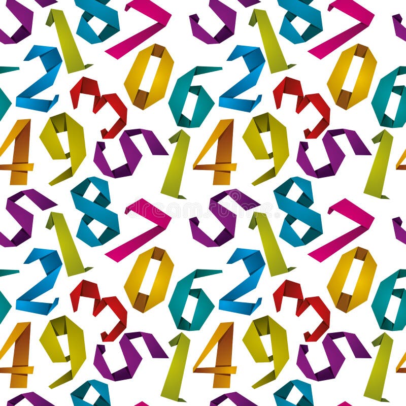 Origami Style Numbers Seamless Background. Stock Vector - Illustration ...