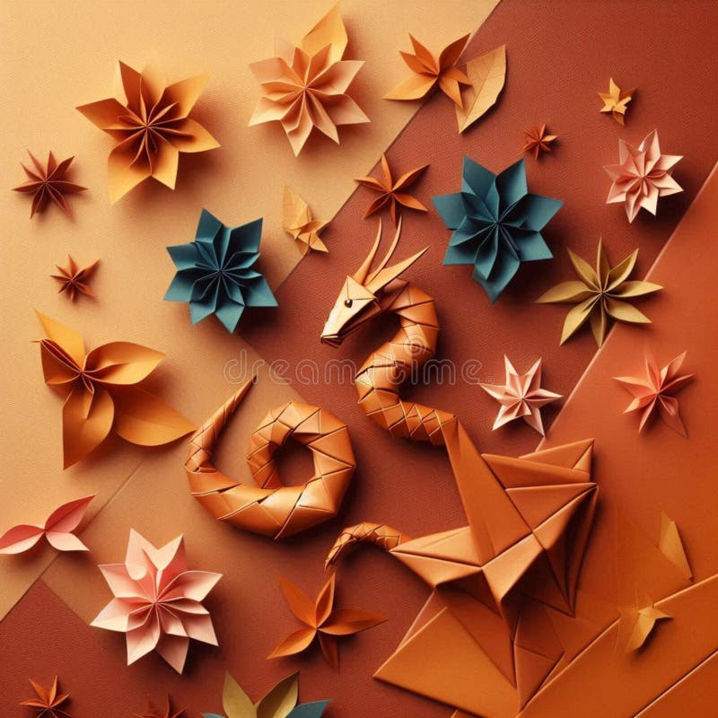 Origami textured flower stock illustration. Illustration of plant ...