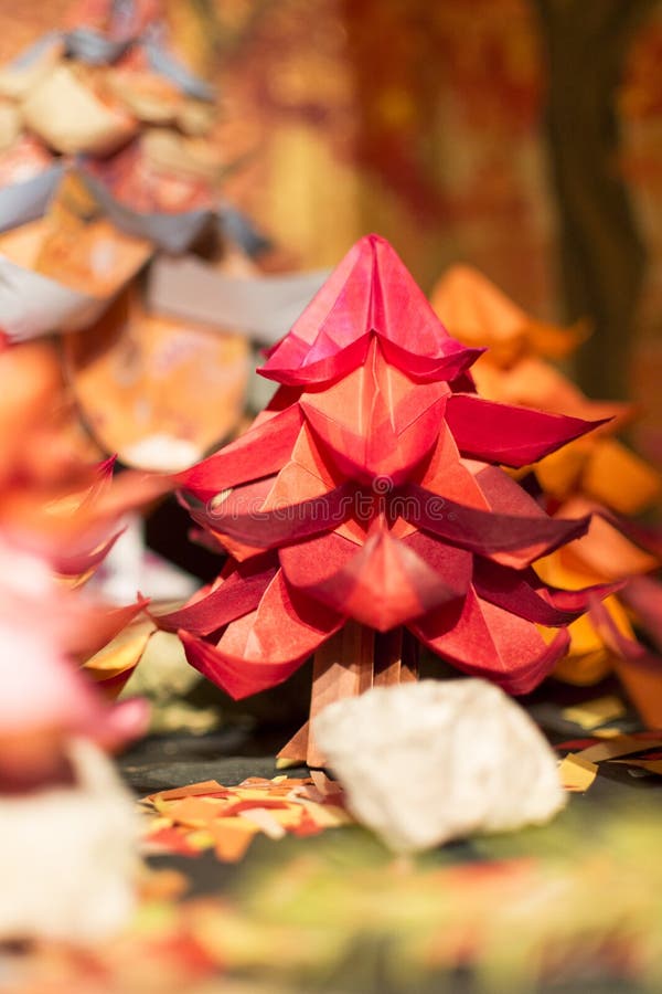 A Beautiful Part of a Fall Origami Forest Stock Photo - Image of ...