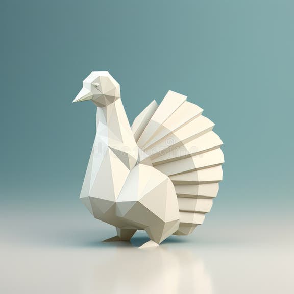 An Origami Turkey on a Blue Background Stock Illustration ...