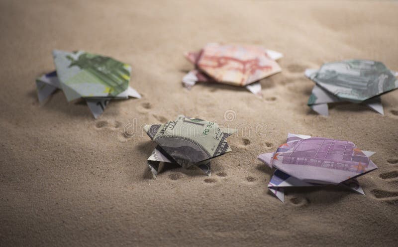 Origami Turtles from Banknotes Stock Image - Image of bank, business ...