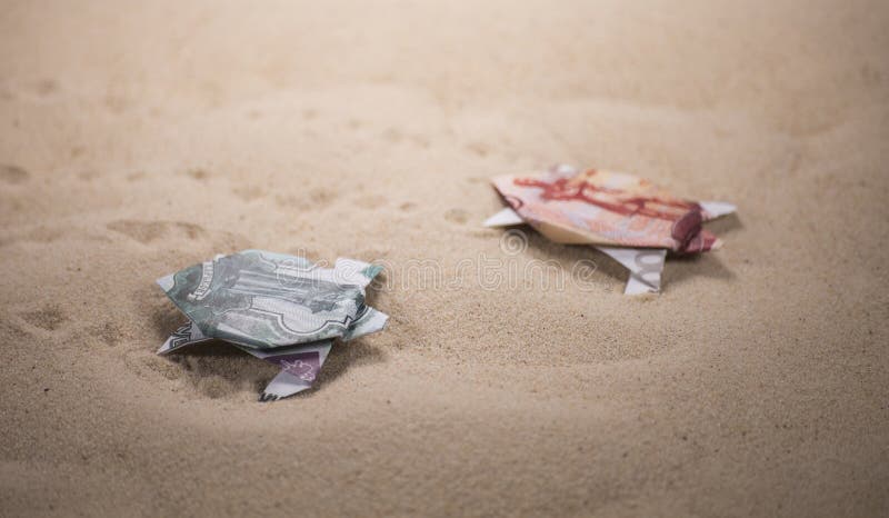 Origami Turtles from Banknotes Stock Photo - Image of concept ...