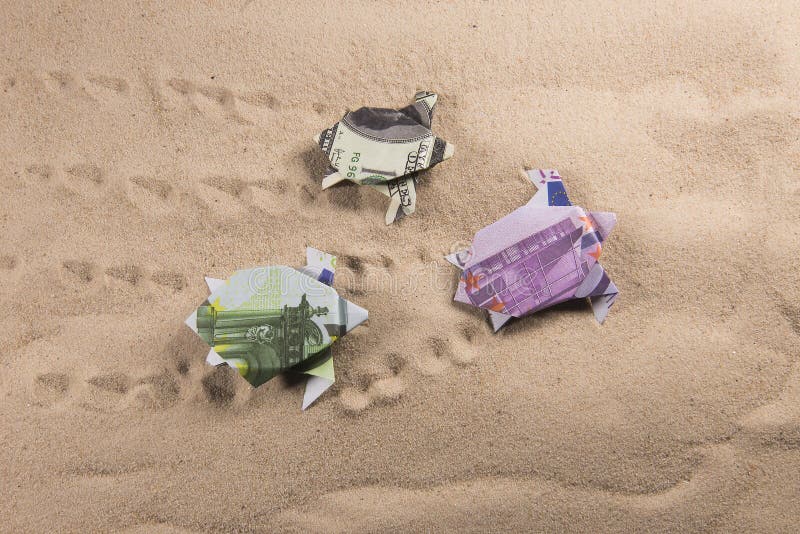 Origami Turtles from Banknotes Stock Photo - Image of concept ...