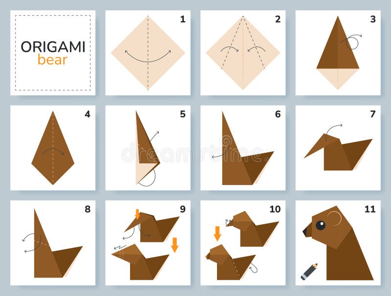 Origami Instructions Bear Stock Illustrations – 20 Origami Instructions ...