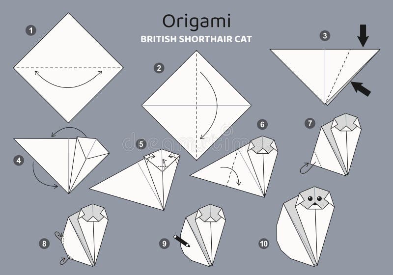 Origami Tutorial for Kids. Origami Cute Panda. Stock Vector ... Origami Tutorial for Kids. Origami Cute Panda. Stock Vector ...