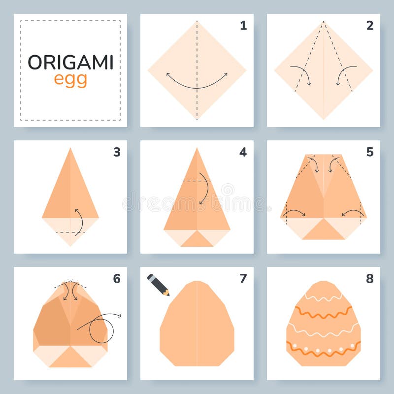 Origami Tutorial for Kids. Origami Cute Egg. Stock Vector ...