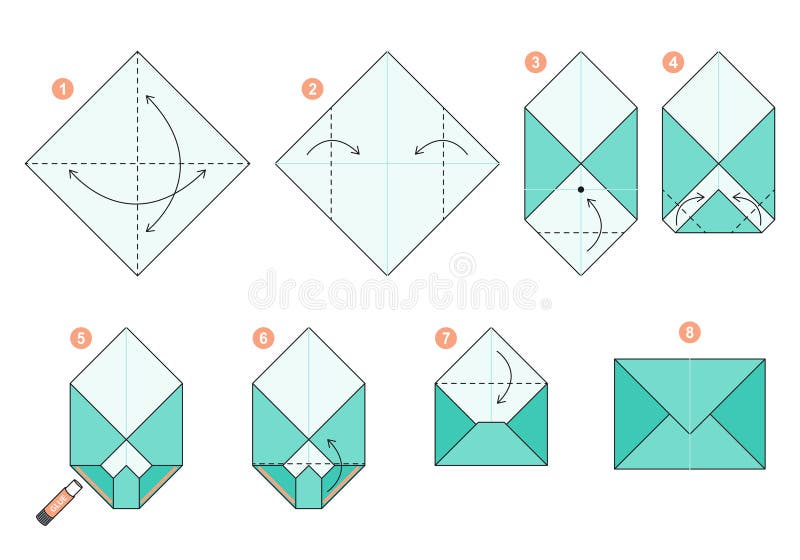Origami Tutorial for Kids. Origami Cute Envelope. Stock Vector ...