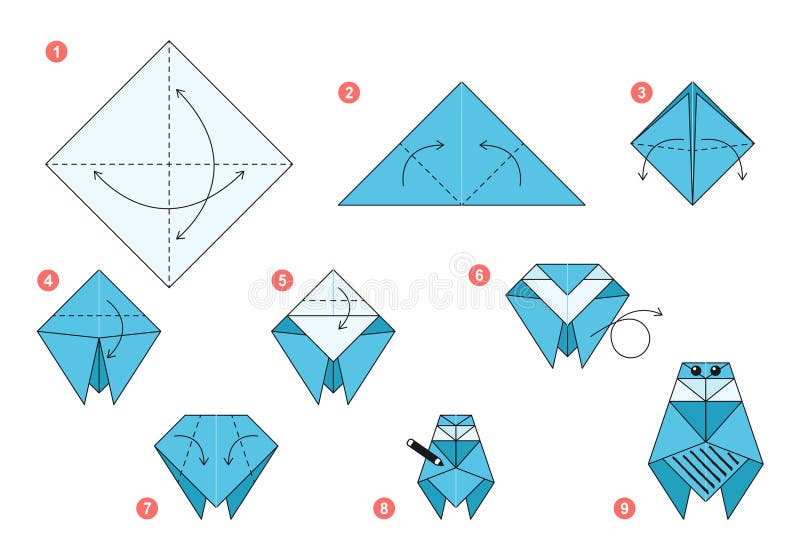 Origami Tutorial for Kids. Origami Cute Fly. Stock Vector ...