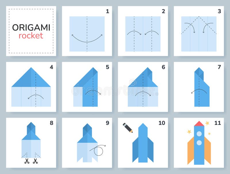 Origami Rocket Instructions Stock Illustrations – 4 Origami Rocket ...