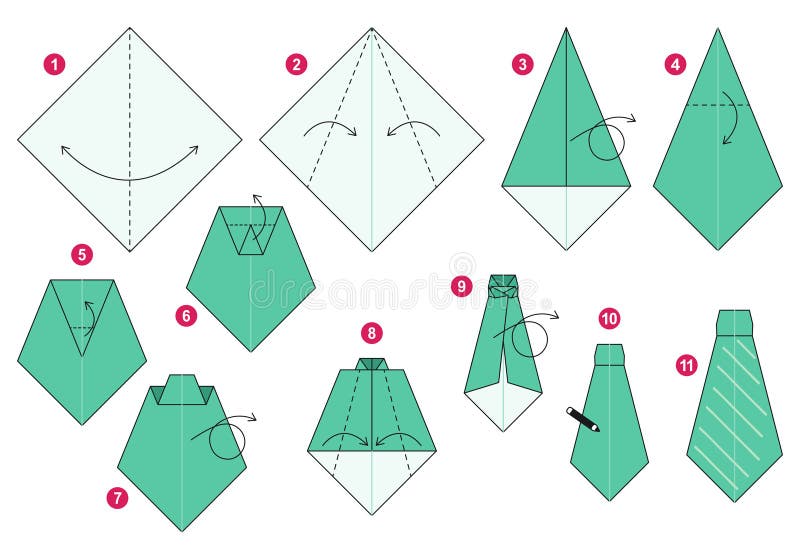 Origami Tutorial for Kids. Origami Cute Tie. Stock Vector ...