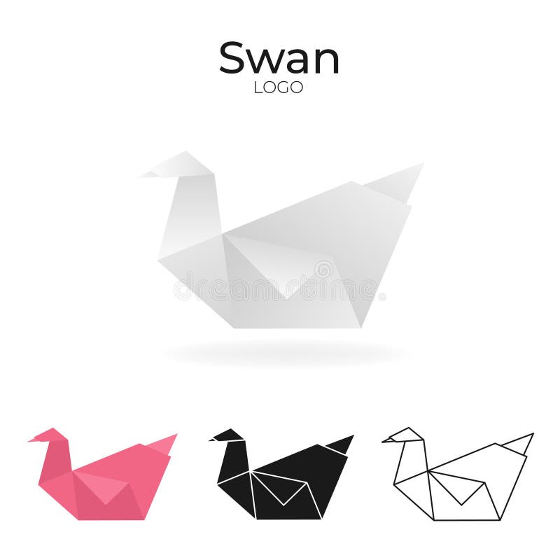 Origami Vector Logo and Icon with Swan. Stock Vector - Illustration of ...