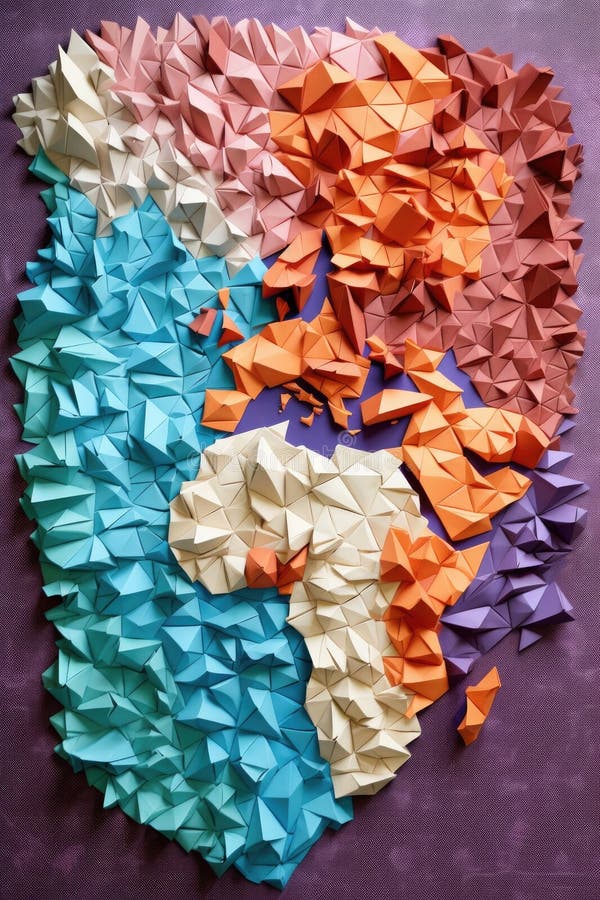 Origami World Map Created from Folded Paper Stock Image - Image of ...