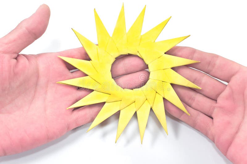 Origami yellow paper sun stock photo. Image of summer - 36561368