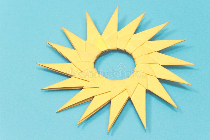 Origami yellow paper sun stock photo. Image of summer - 36561368