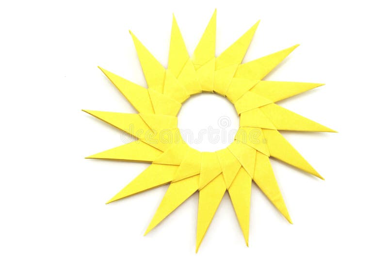 Origami yellow paper sun stock photo. Image of summer - 32189272