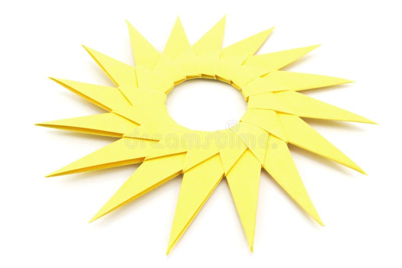Origami yellow paper sun stock image. Image of summer - 32505319