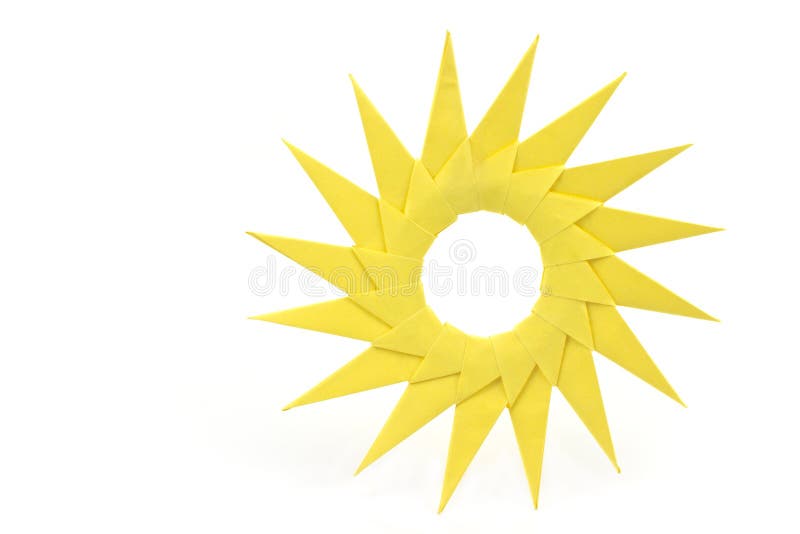 Origami yellow paper sun stock image. Image of summer - 32505319