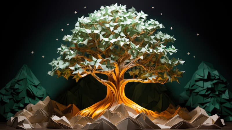 Origami Yggdrasil Tree of Life of Norse and Viking Mythology, Legendary ... Origami Yggdrasil Tree of Life of Norse and Viking Mythology, Legendary ...