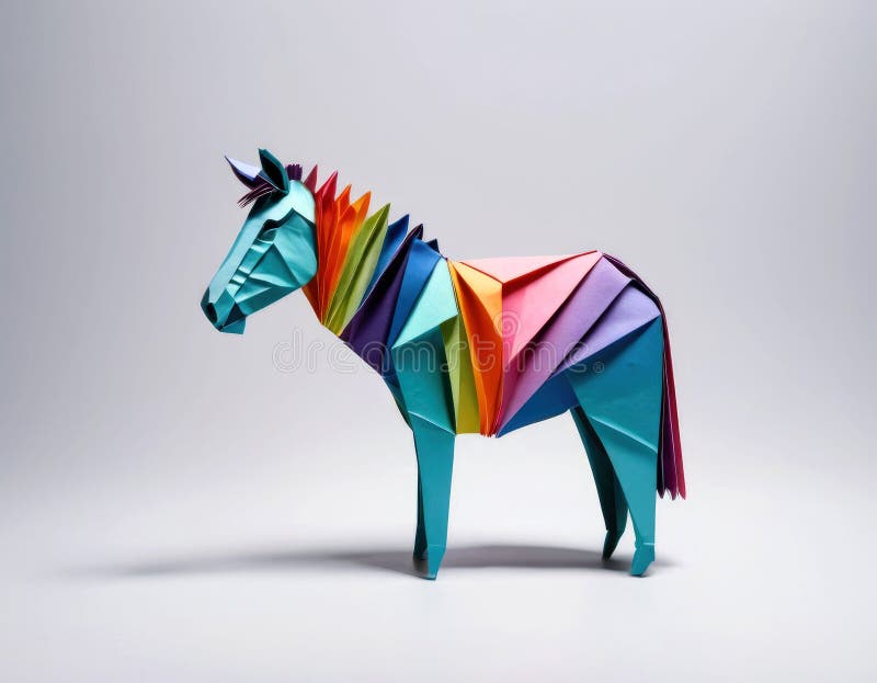 Origami Zebra Made of Colored Paper. Three-dimensional Figurine Stock ...