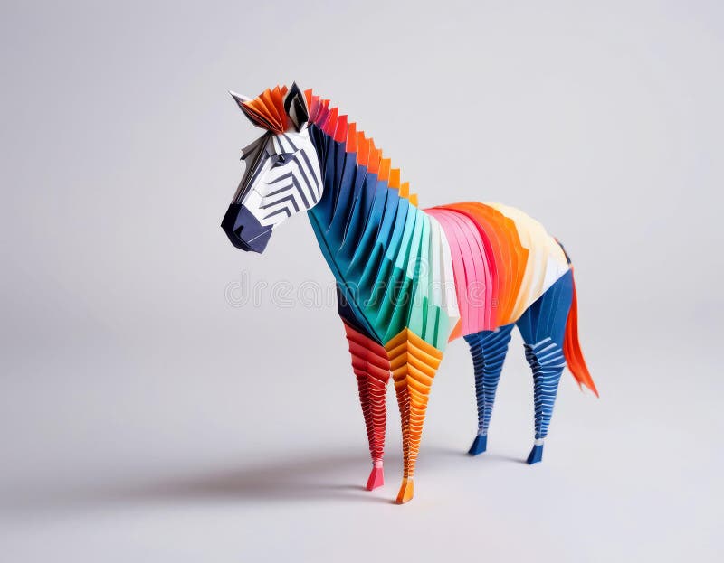 Origami Zebra Made of Colored Paper. Three-dimensional Figurine Stock ...