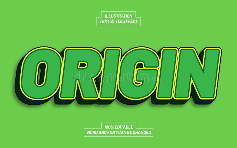 Origin Green Text Style Effect Stock Vector - Illustration of line ...